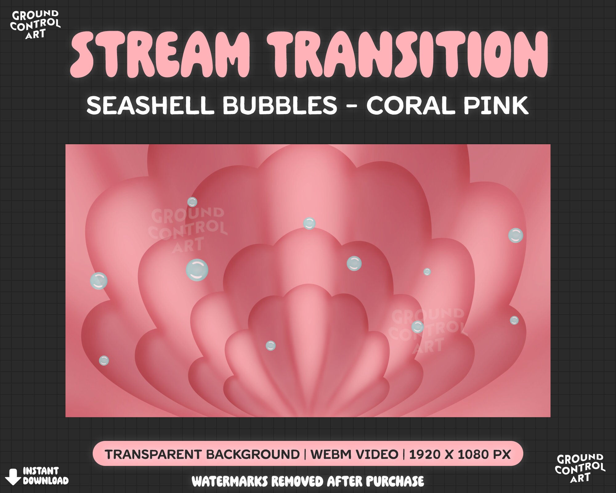 Stream Transition | Animated Pink Seashell Bubbles | Livestream Scene ...