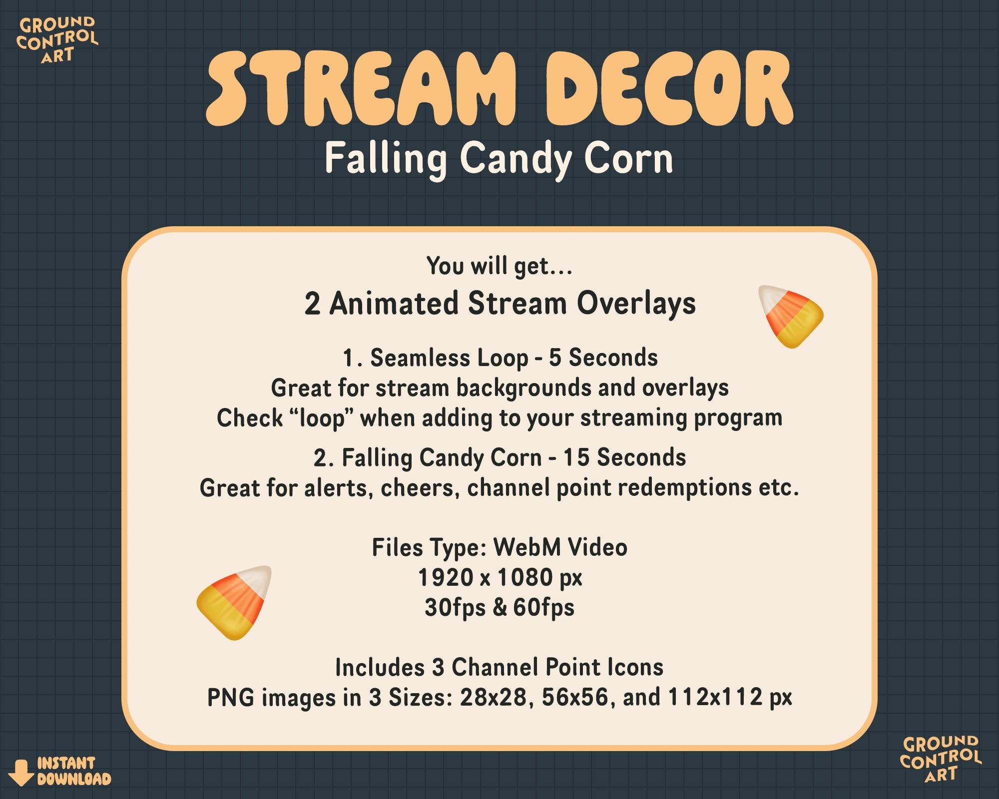 Falling Candy Corn Animated Overlay | Great for Twitch Alert, Stream ...