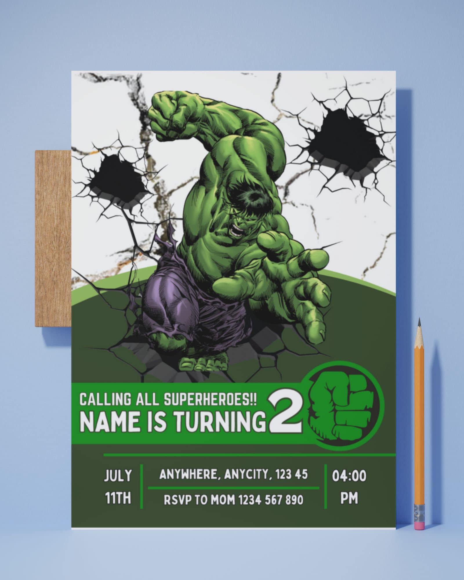 Hulk Editable Invitation Superhero Birthday Invite the - Etsy