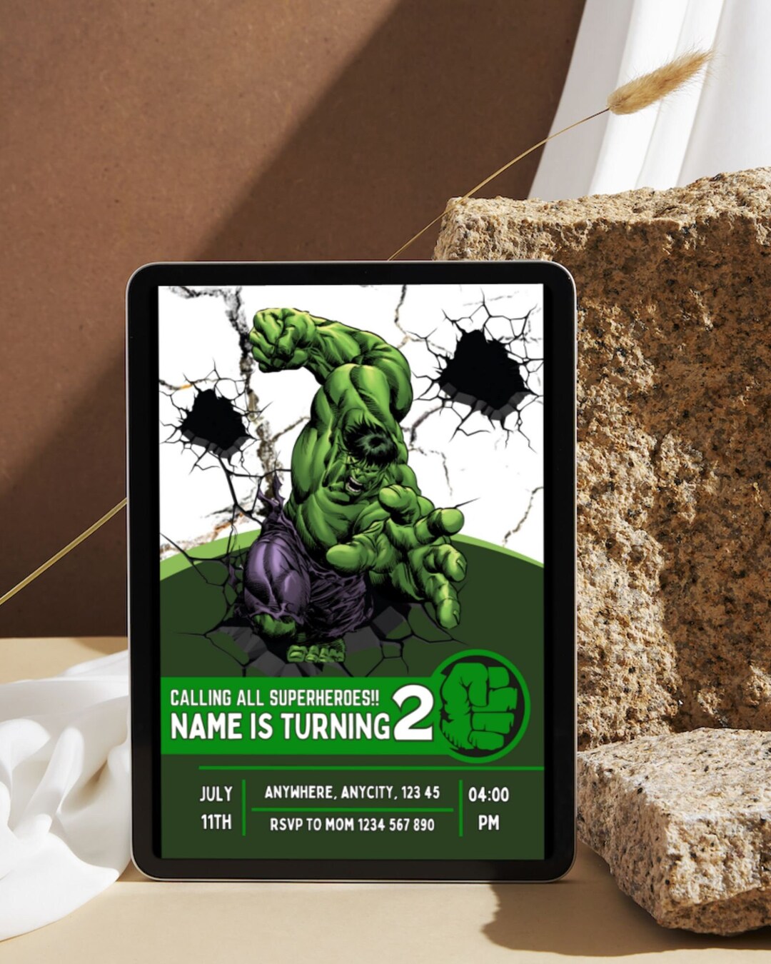 Hulk Editable Invitation Superhero Birthday Invite the - Etsy