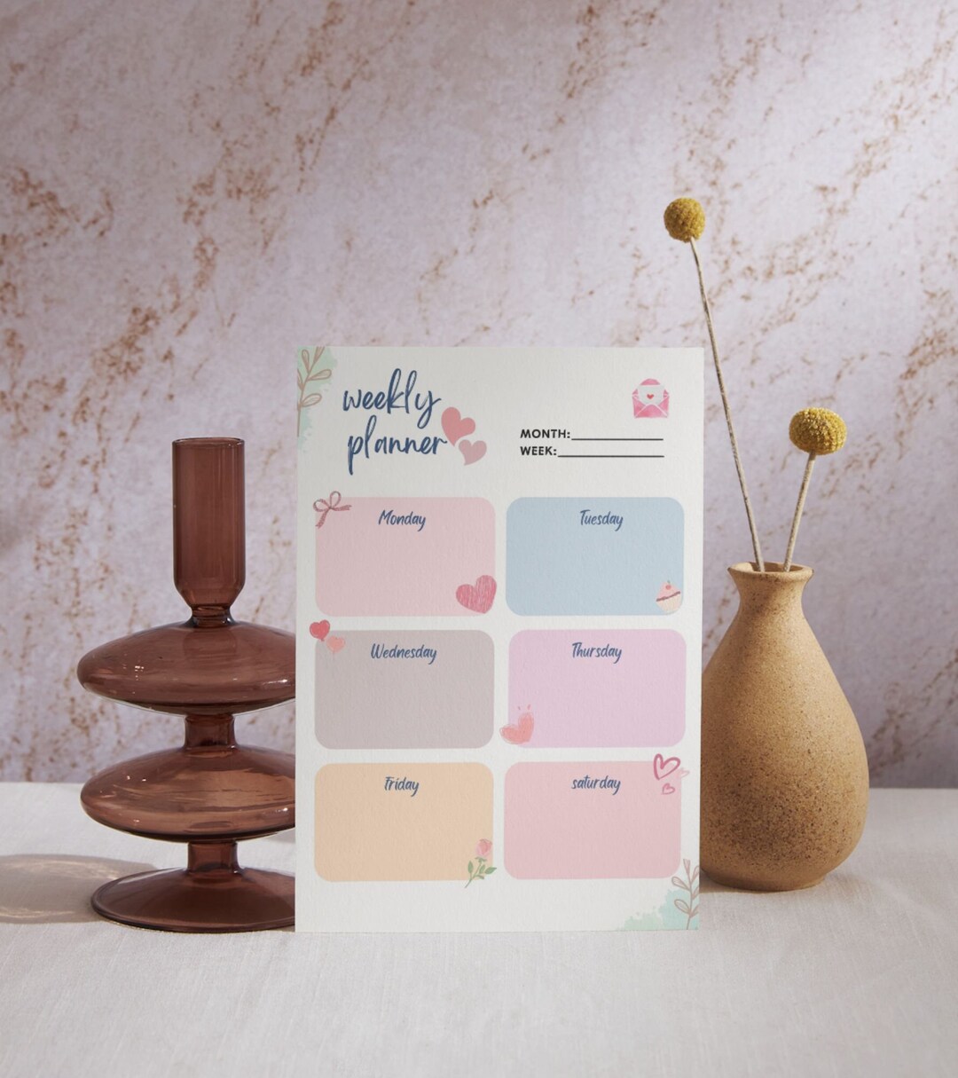 Daily Planner, Digital Planner, Printable Planner, Weekly Planner, Printable Digital, Valentine ...