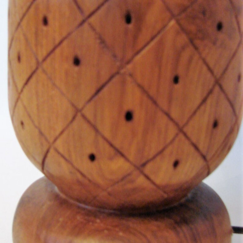 Mid Century Teak Pineapple Table Lamp and Milk Glass Shade, 1960s - Etsy