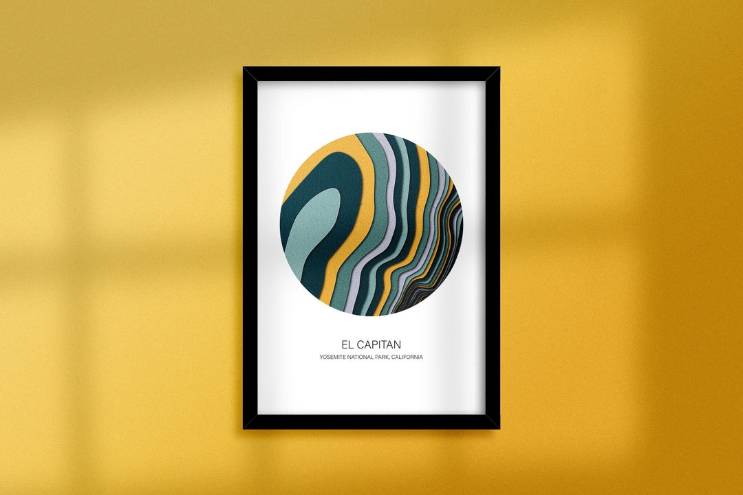 El Capitan Topo Physical Print, Yosemite National Park, Paper Cutout ...