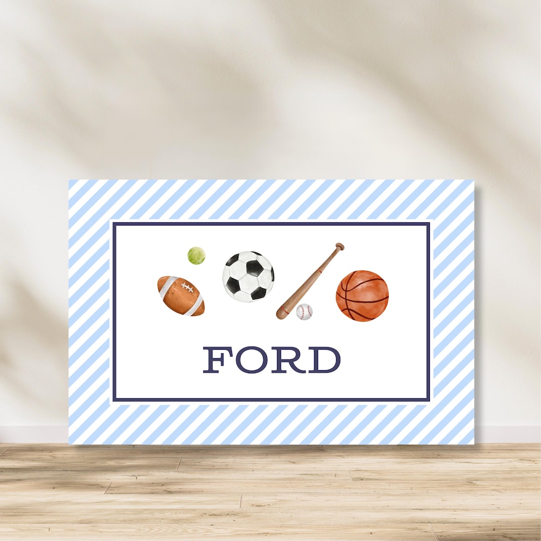 Personalized Boy Sports Theme Laminated Placemat - 11"x17" | Tennis ...