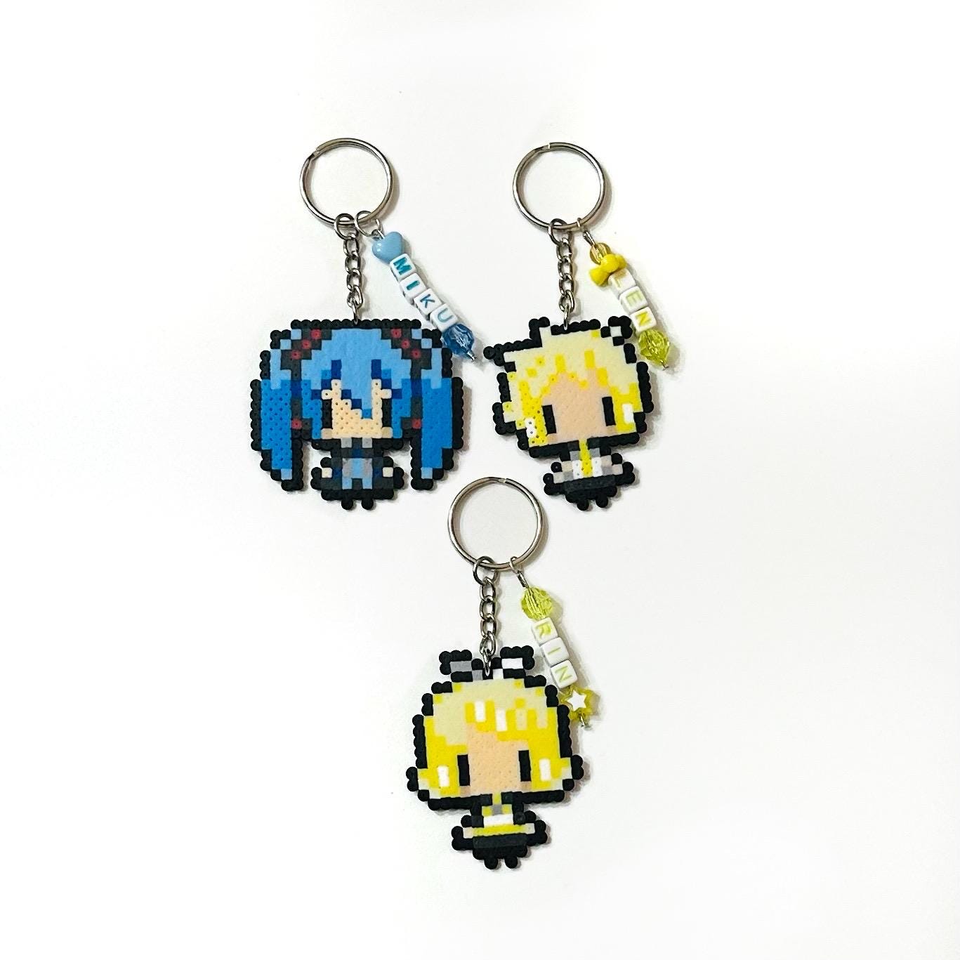 Vocaloid Perler Bead Keychains | Miku, Rin, Len, Luka, Meiko, Kaito ...