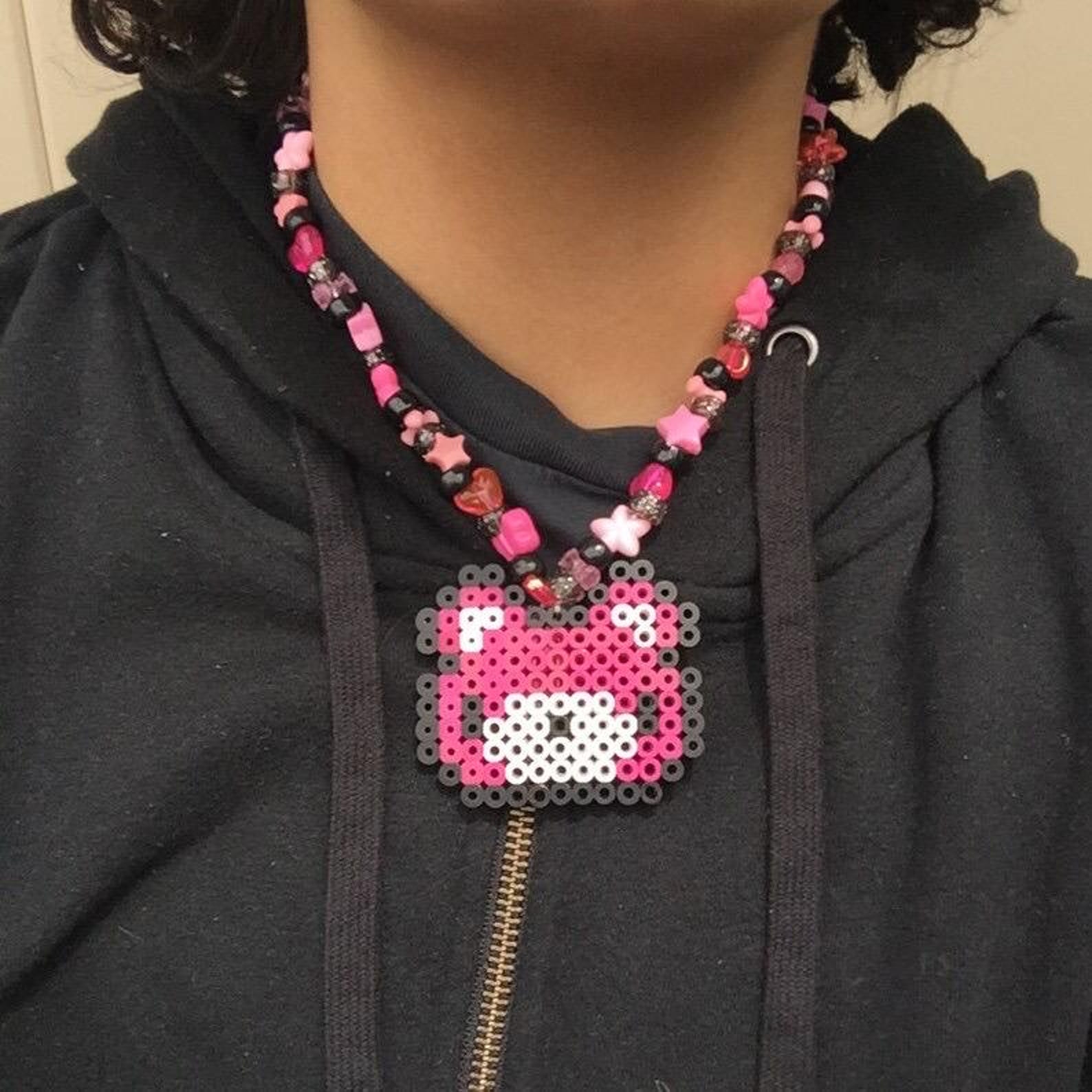 Gloomy Bear Kandi Necklace: Perler Bead Pendant - Etsy