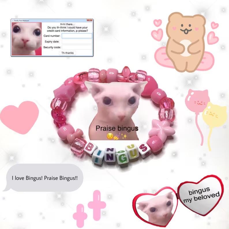 Bingus Kandi Bracelet | Bingus My Beloved | Meme Cat | Bingus the Cat ...