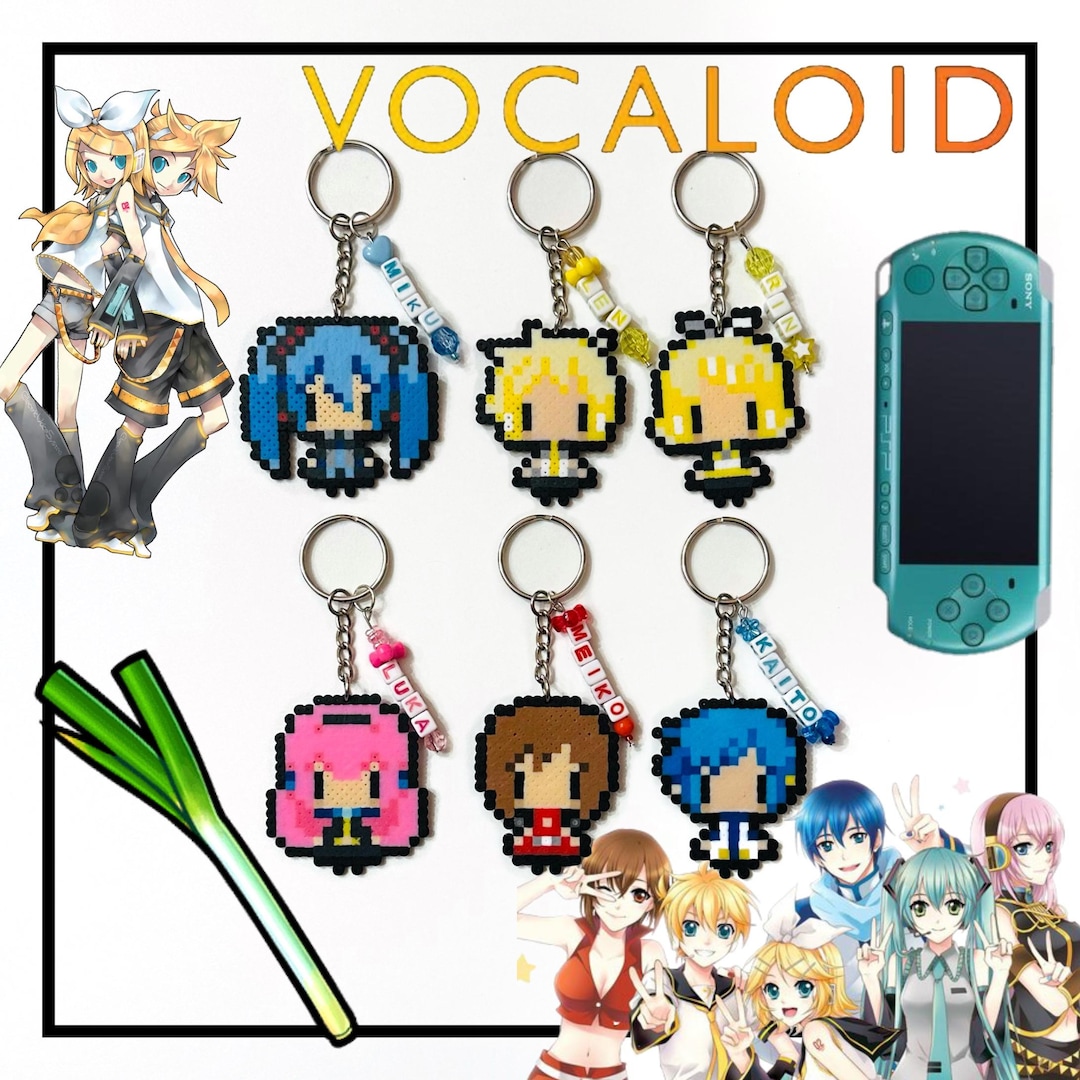 Vocaloid Perler Bead Keychains | Miku, Rin, Len, Luka, Meiko, Kaito ...