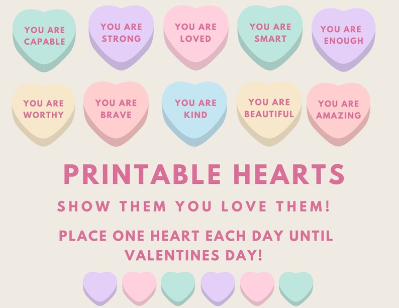 Affirmations Hearts Printables Love Notes for Kids What - Etsy