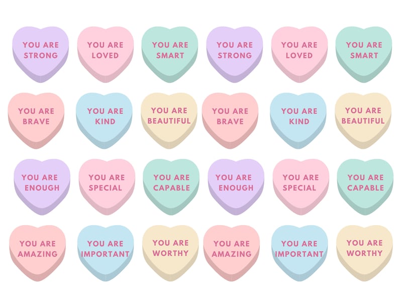 Affirmations Hearts Printables Love Notes for Kids What - Etsy