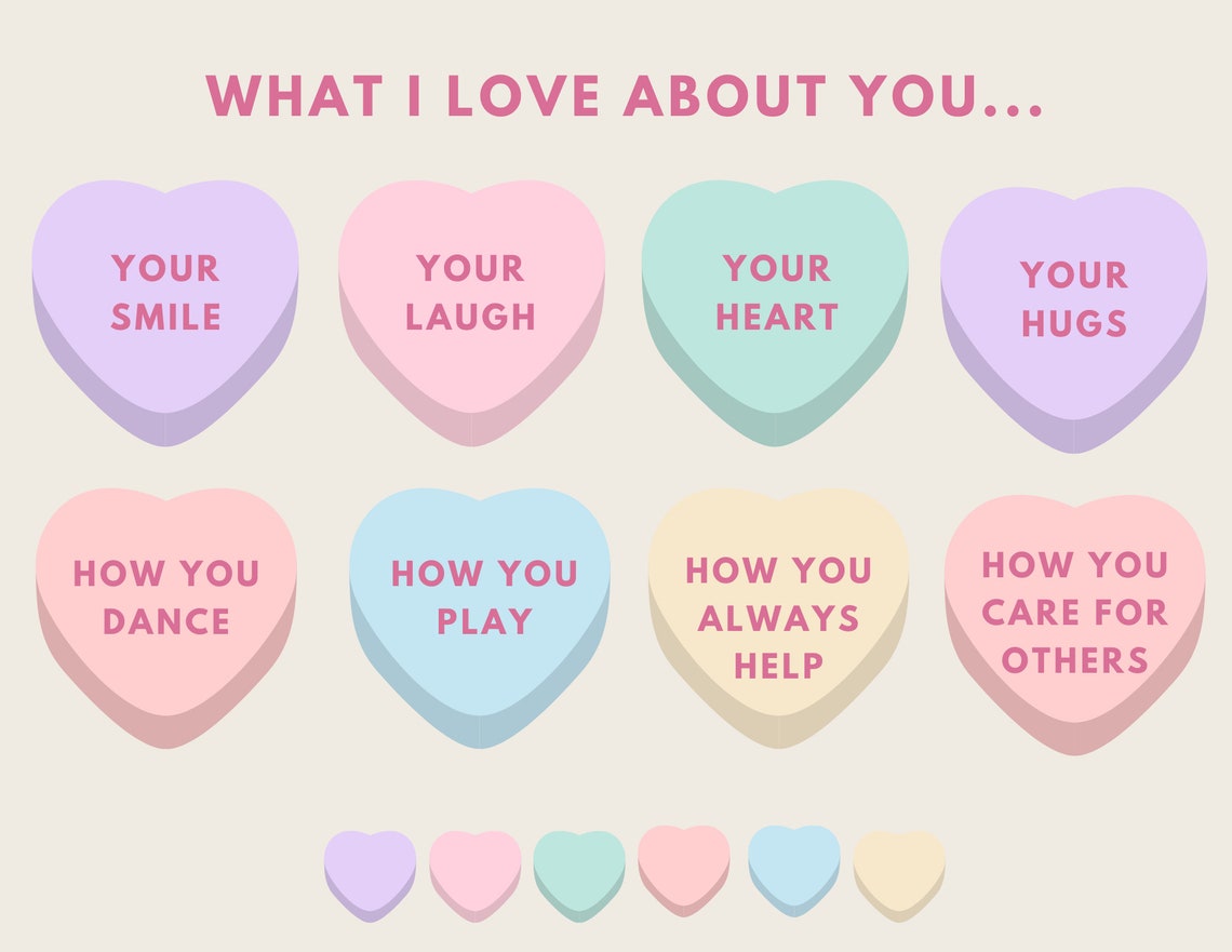 Affirmations Hearts | Printables | Love Notes for Kids | What I Love ...