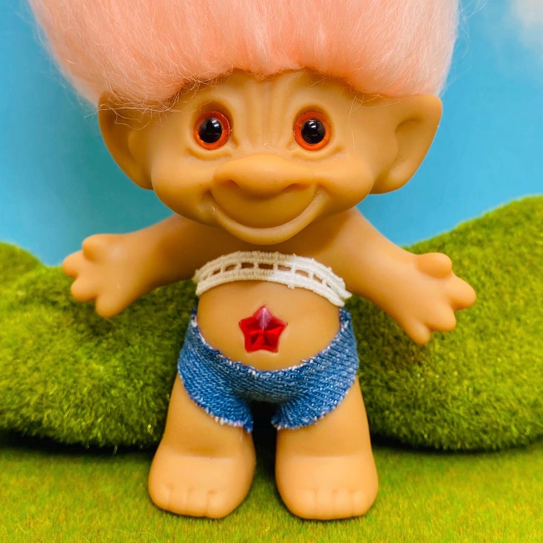 Treasure Troll - Soft Peach Icelandic Wool Hair - Red Star Wishstone ...