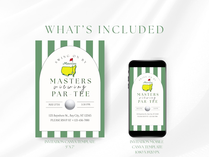 Masters Party Invitation, Golf Invitation, Editable Template - Etsy