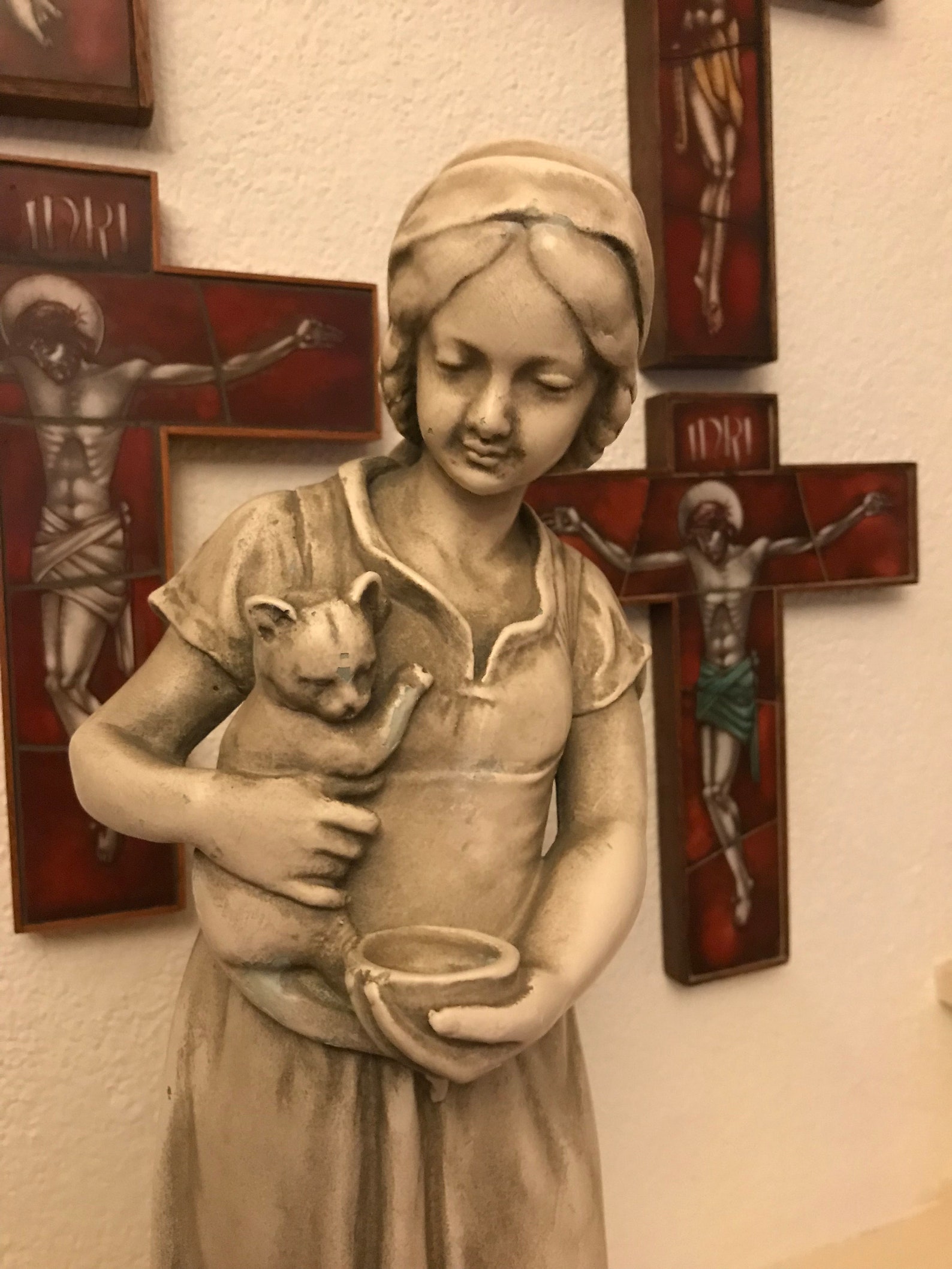 Girl With Cat (1905-1920), Antique Dutch Statue Sculpture, Famous ...