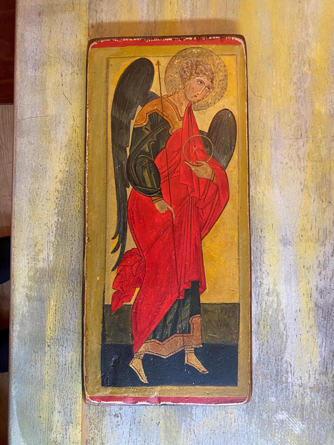 Beautiful Old Icon, Archangel Gabriel 40 Cm High, 18 Cm Wide, 3 Cm Deep ...