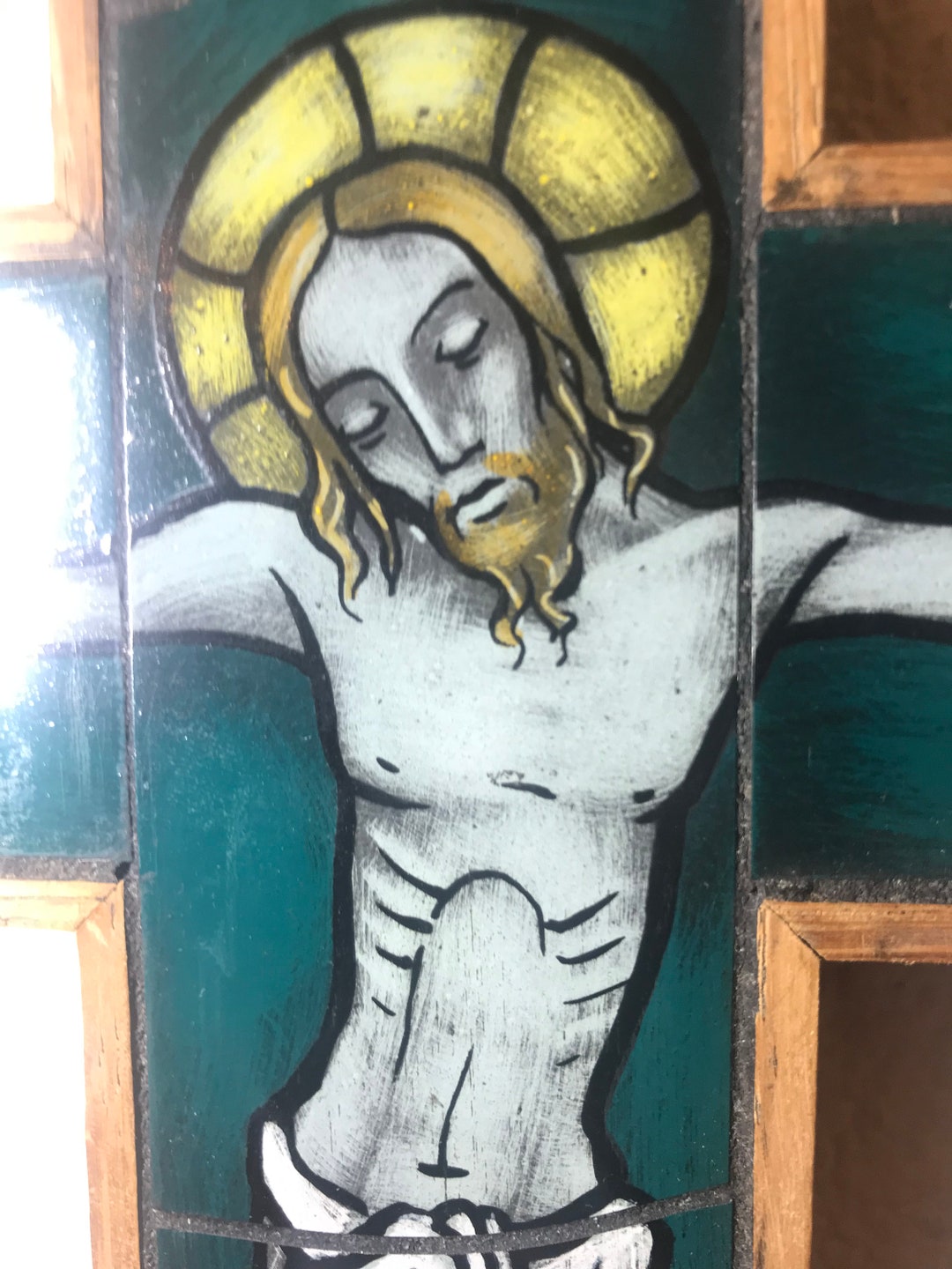 Beautiful Old Opaline Crucifix Stained Glass by the Van Paridon ...