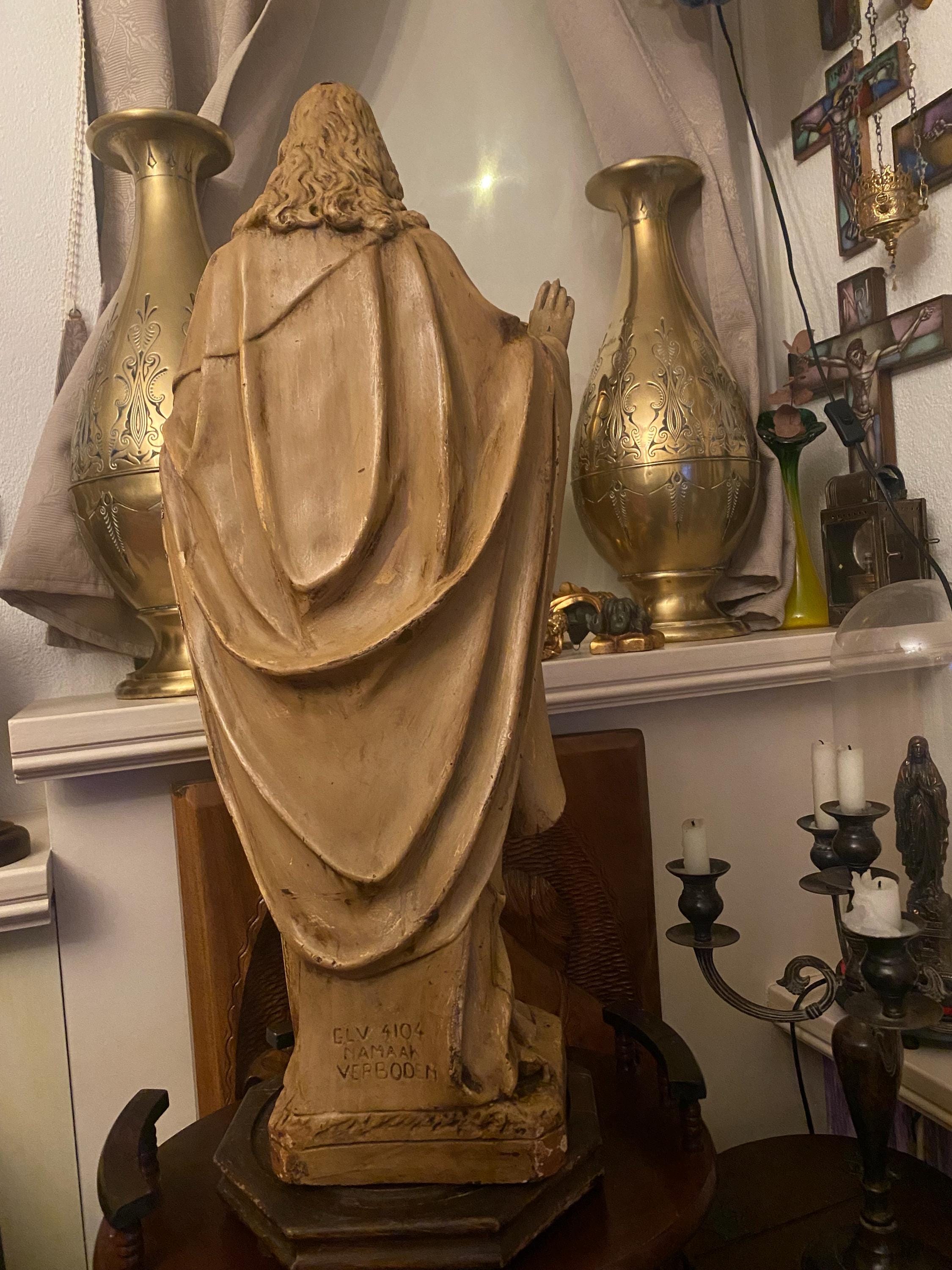 Jesus Christ Sacred Heart, Antique Dutch Religious Statue Sculpture ...