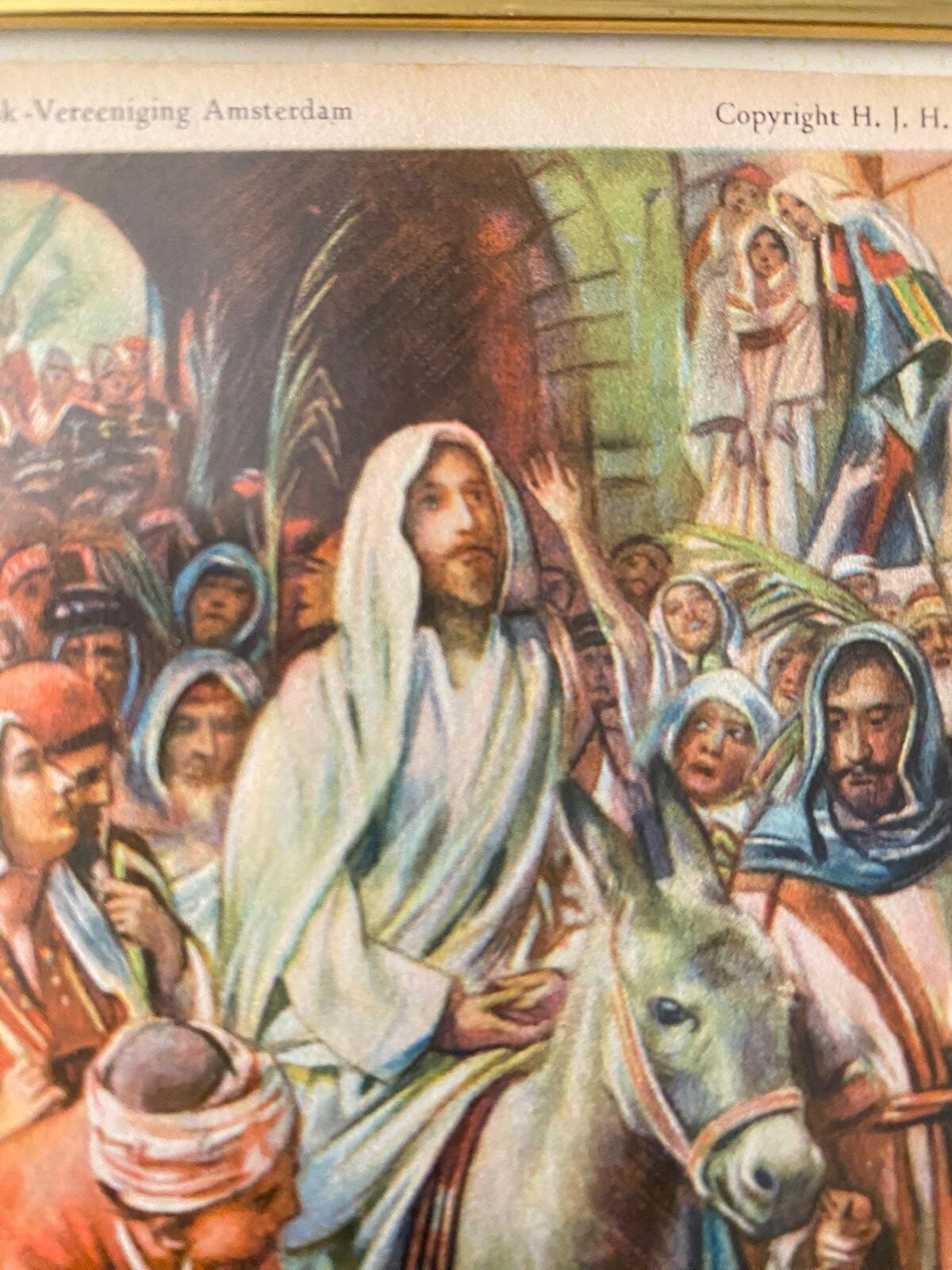 Very Old Prayer Print in Antique Frame With Old Glass, Jesus on the ...