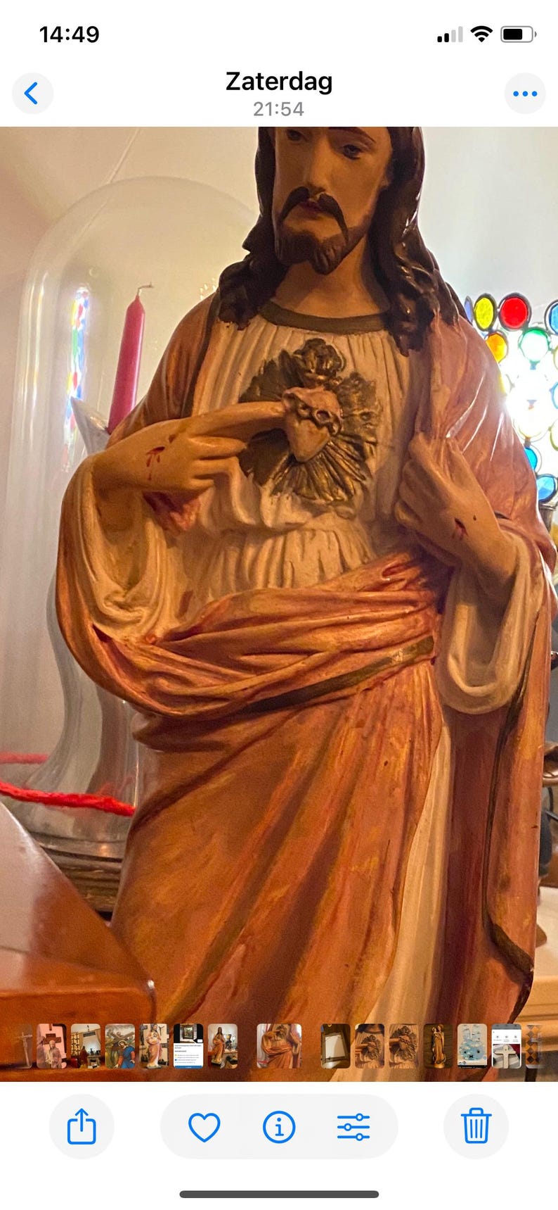 Jesus Christ Sacred Heart, Antique Dutch Religious Statue Sculpture ...