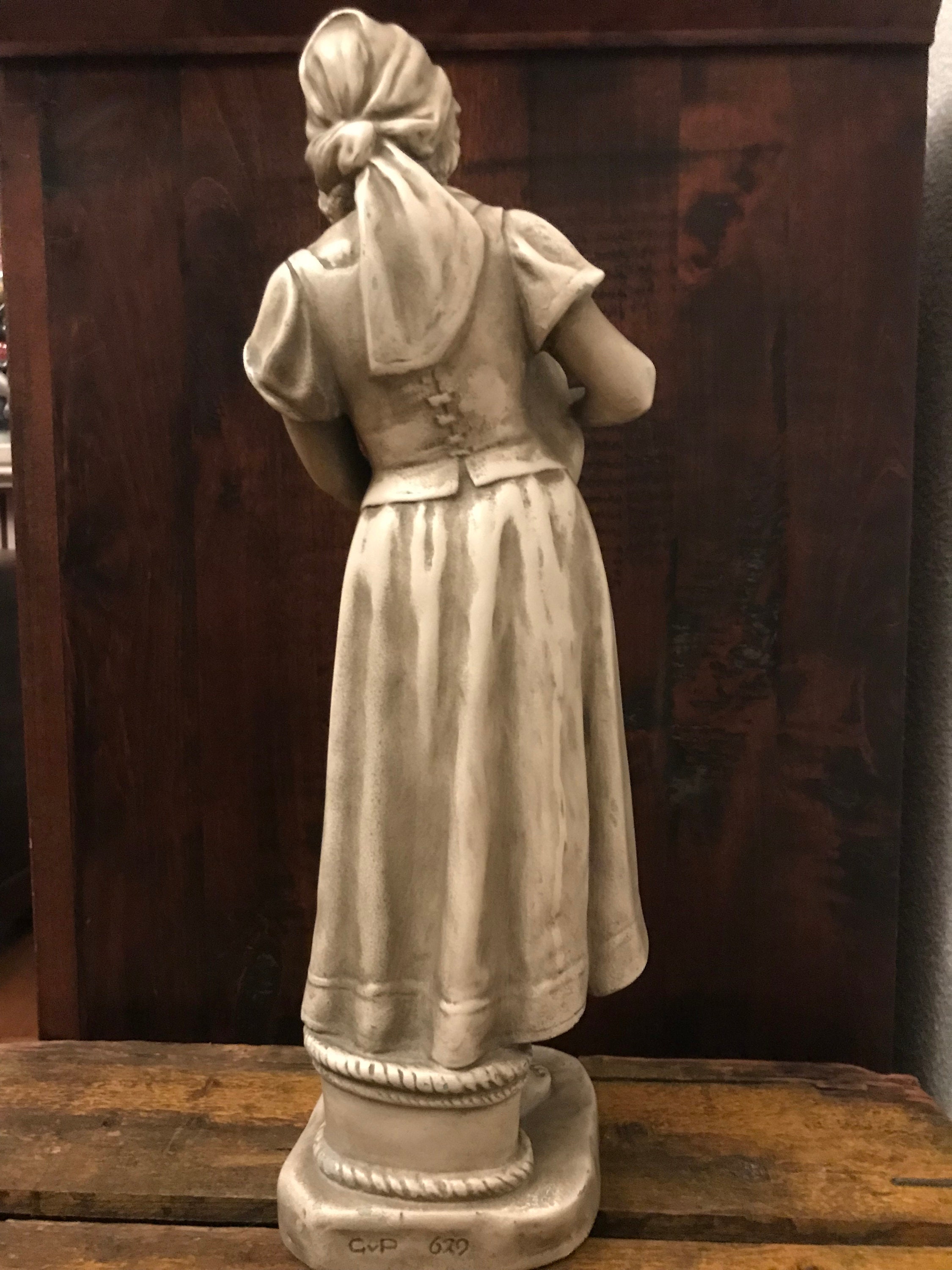 Meisje Met Kat 1905-1920, Antiek Nederlands Standbeeld Sculptuur ...