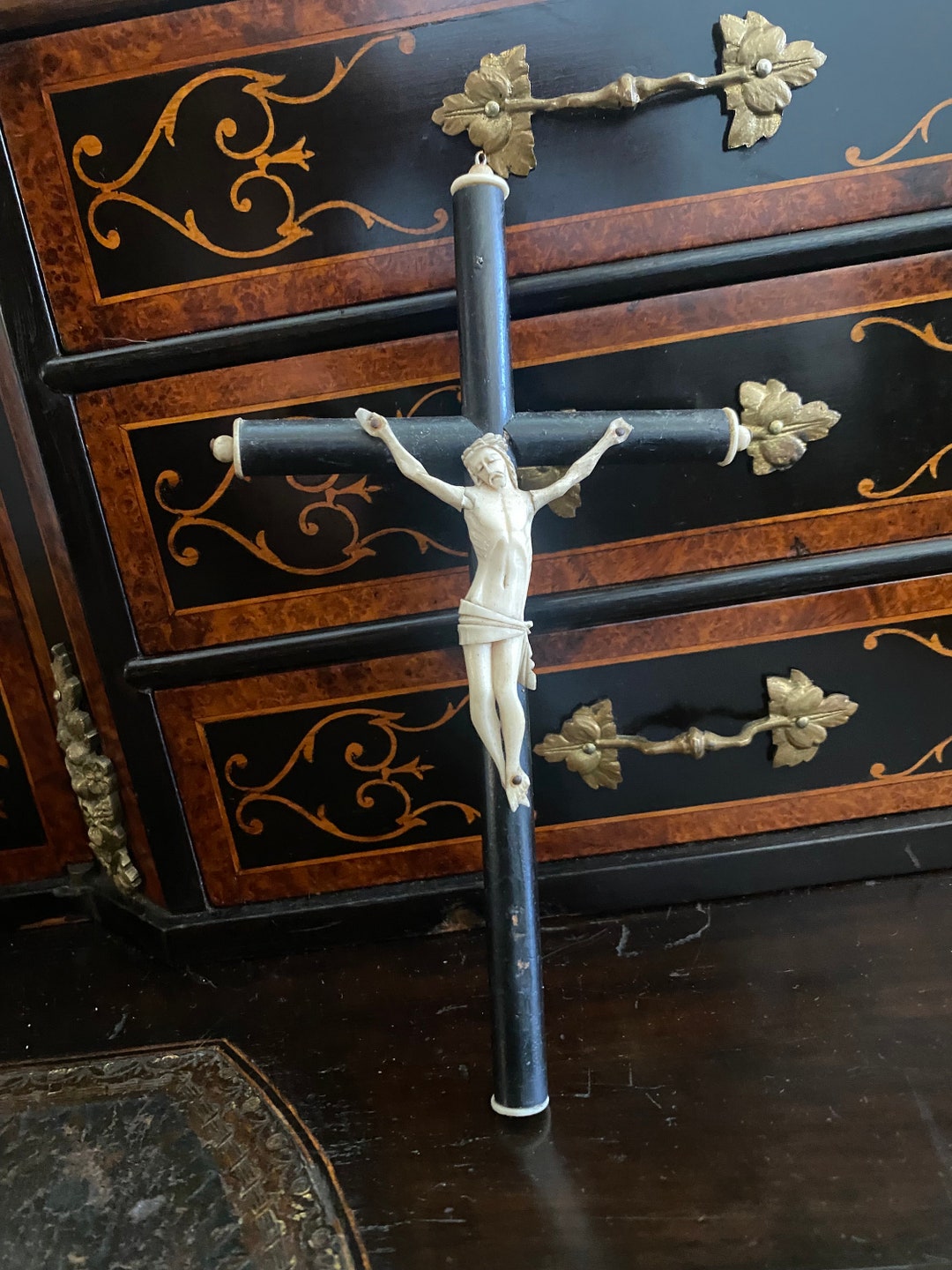 Beautiful Small Antique Crucifix With Jesus Made of Bone, Bone. Unique ...