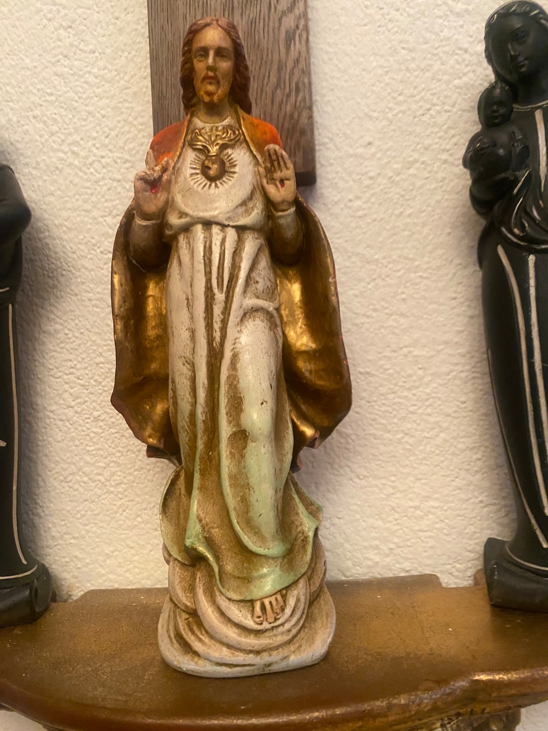 Beautiful Small Antique Statue of Jesus Sacred Heart, Made by Gerard ...