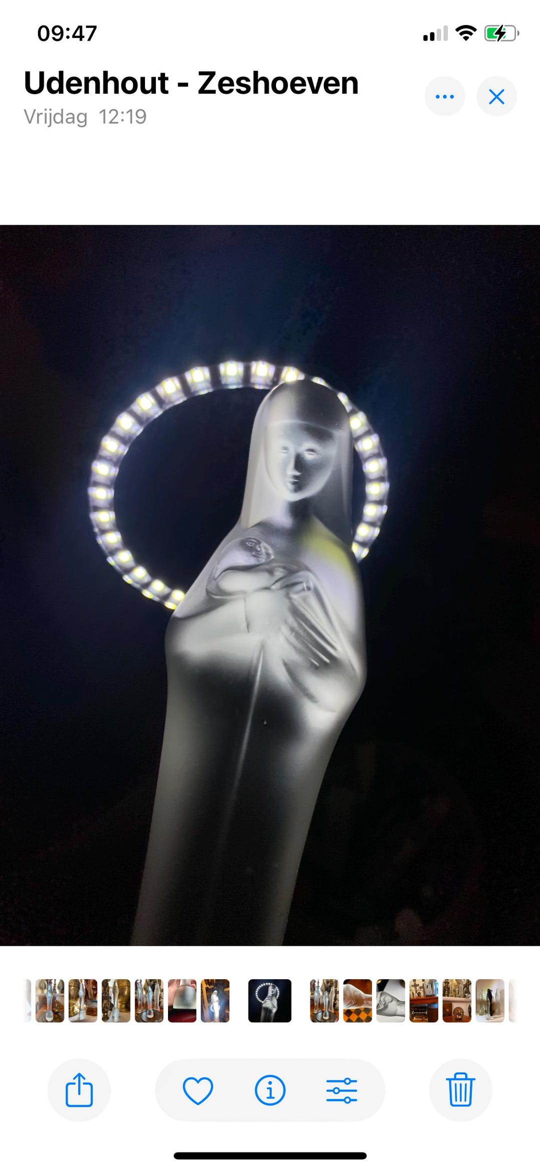 Beautiful Glass Madonna and Child, 24 Cm High. Made in 1930 by Artist ...