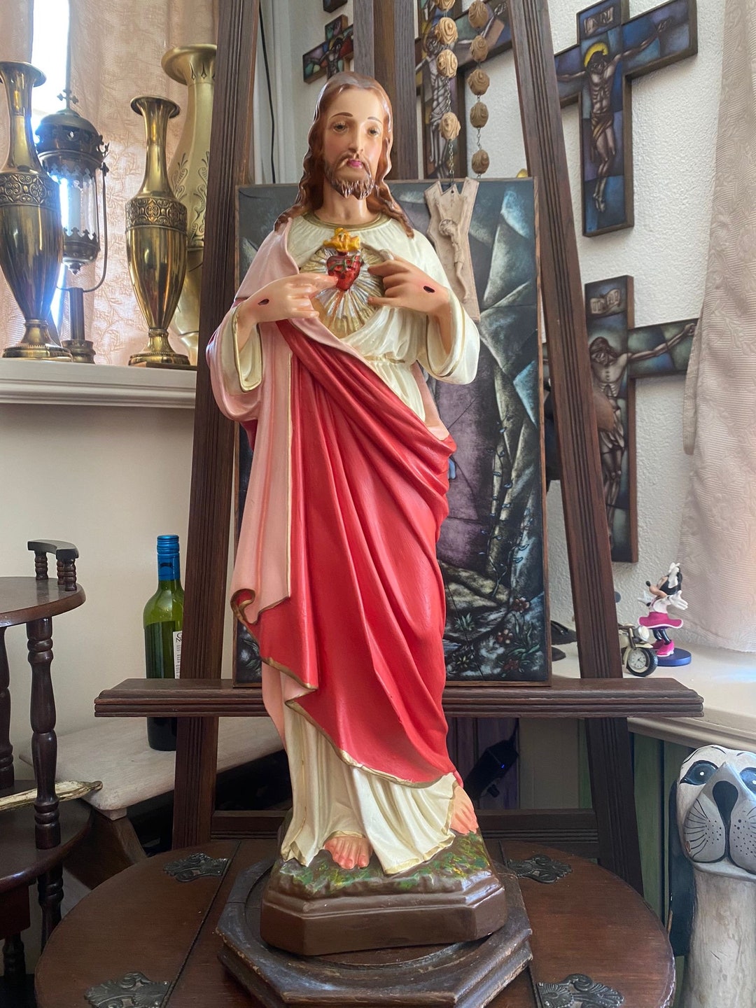 Very Large Statue of Jesus Sacred Heart. 65cm X 22cm X 17cm. 5kg. - Etsy UK