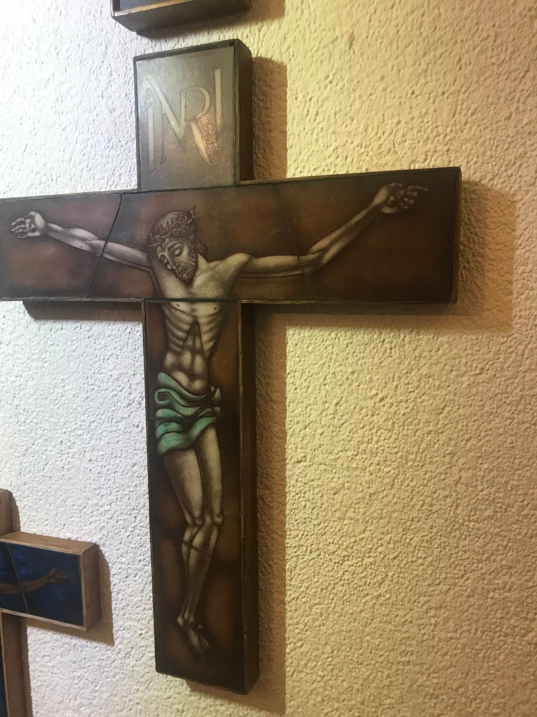 Crucifix, Brothers of Paridon, Stained Glass, Very Large, Red. Rare ...