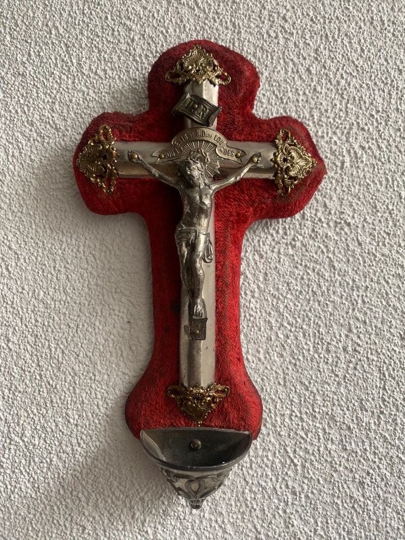 Antique French Crucifix With Holy Water Font, 23cm X 12cm. - Etsy