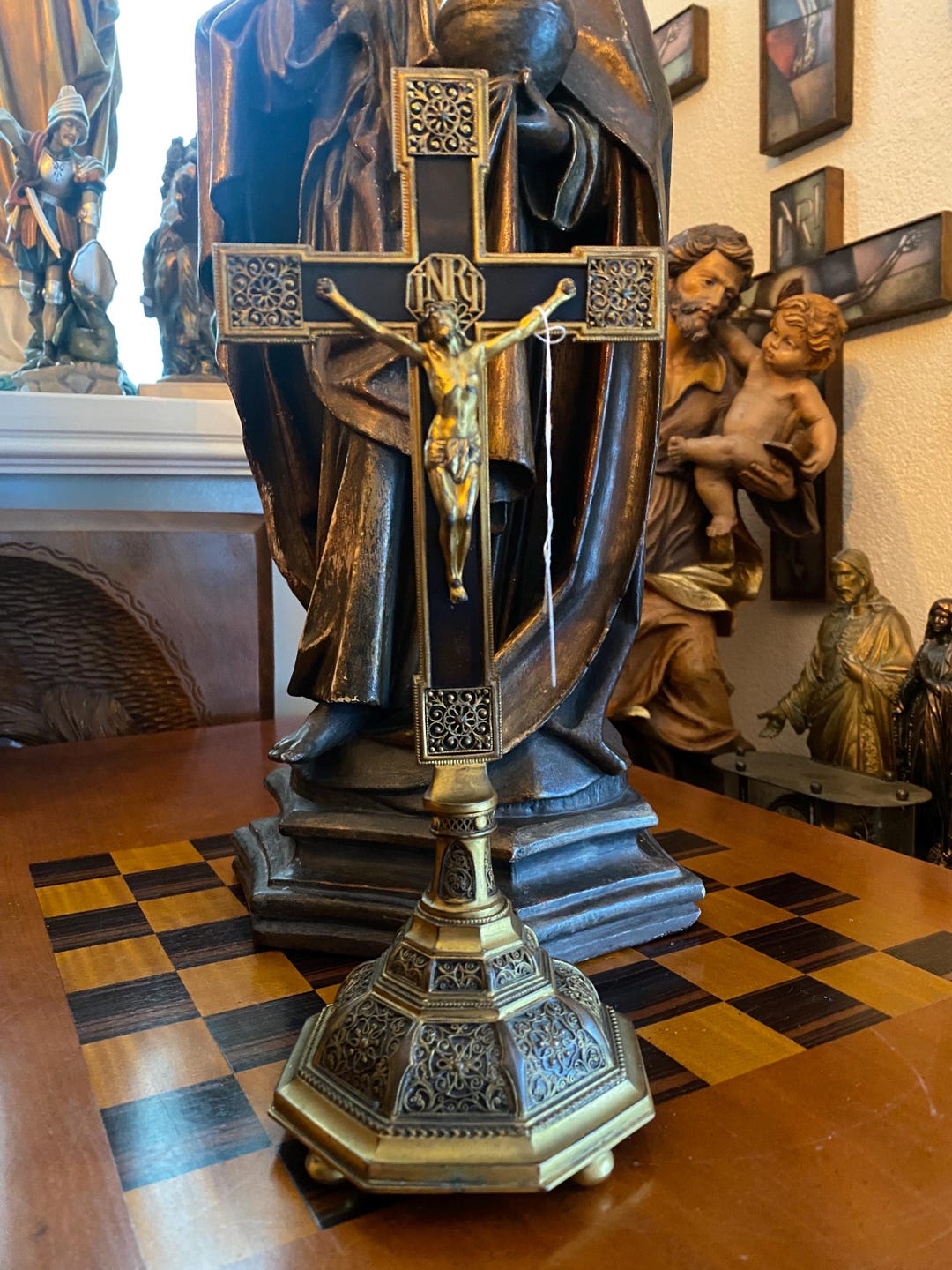 Beautiful Altar Cross With Inlaid Ebony, Richly Decorated With Filigree ...