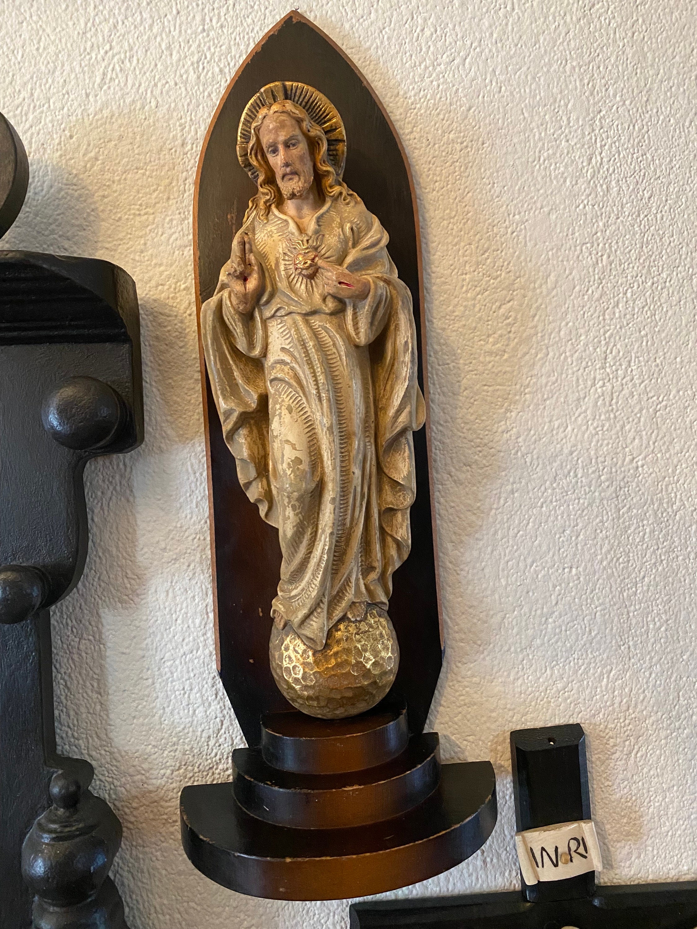 Beautiful Antique Statue of Jesus' Sacred Heart, With a Hand of Peace ...