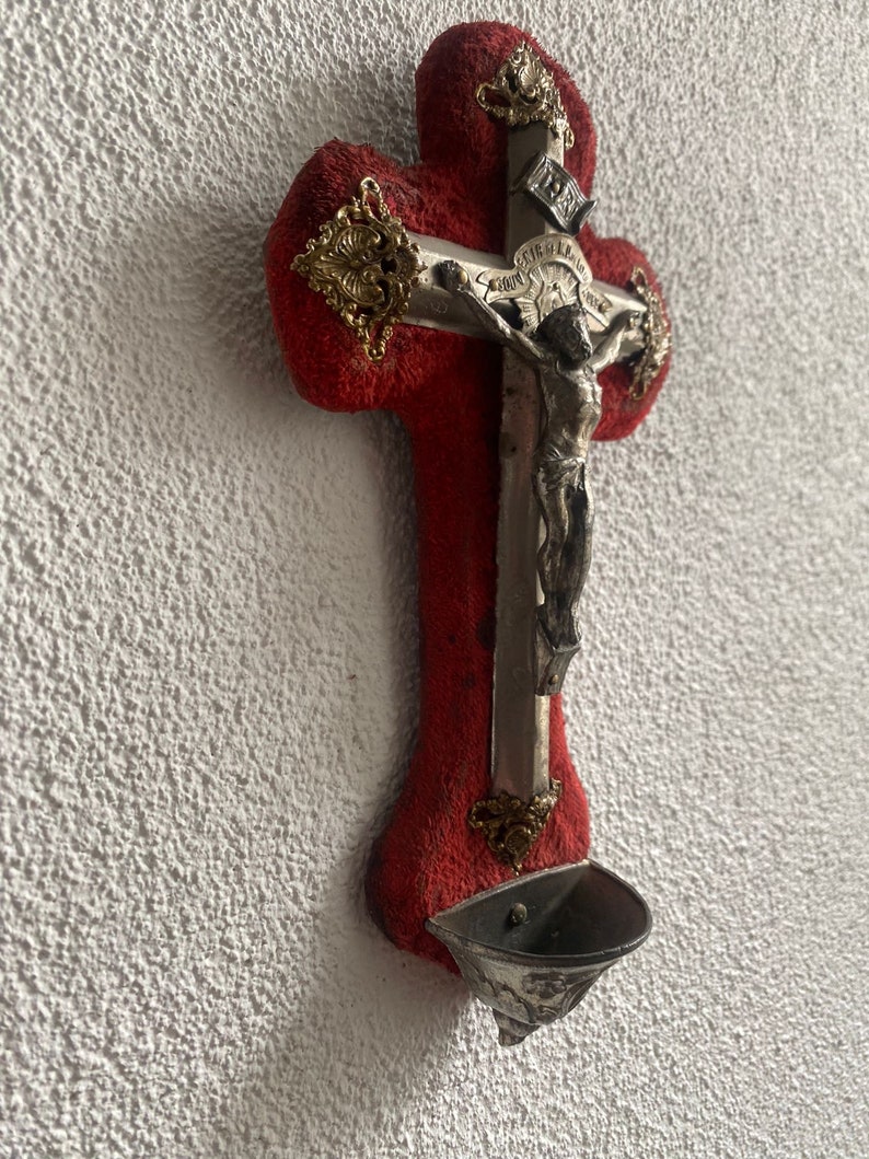 Antique French Crucifix With Holy Water Font, 23cm X 12cm. - Etsy
