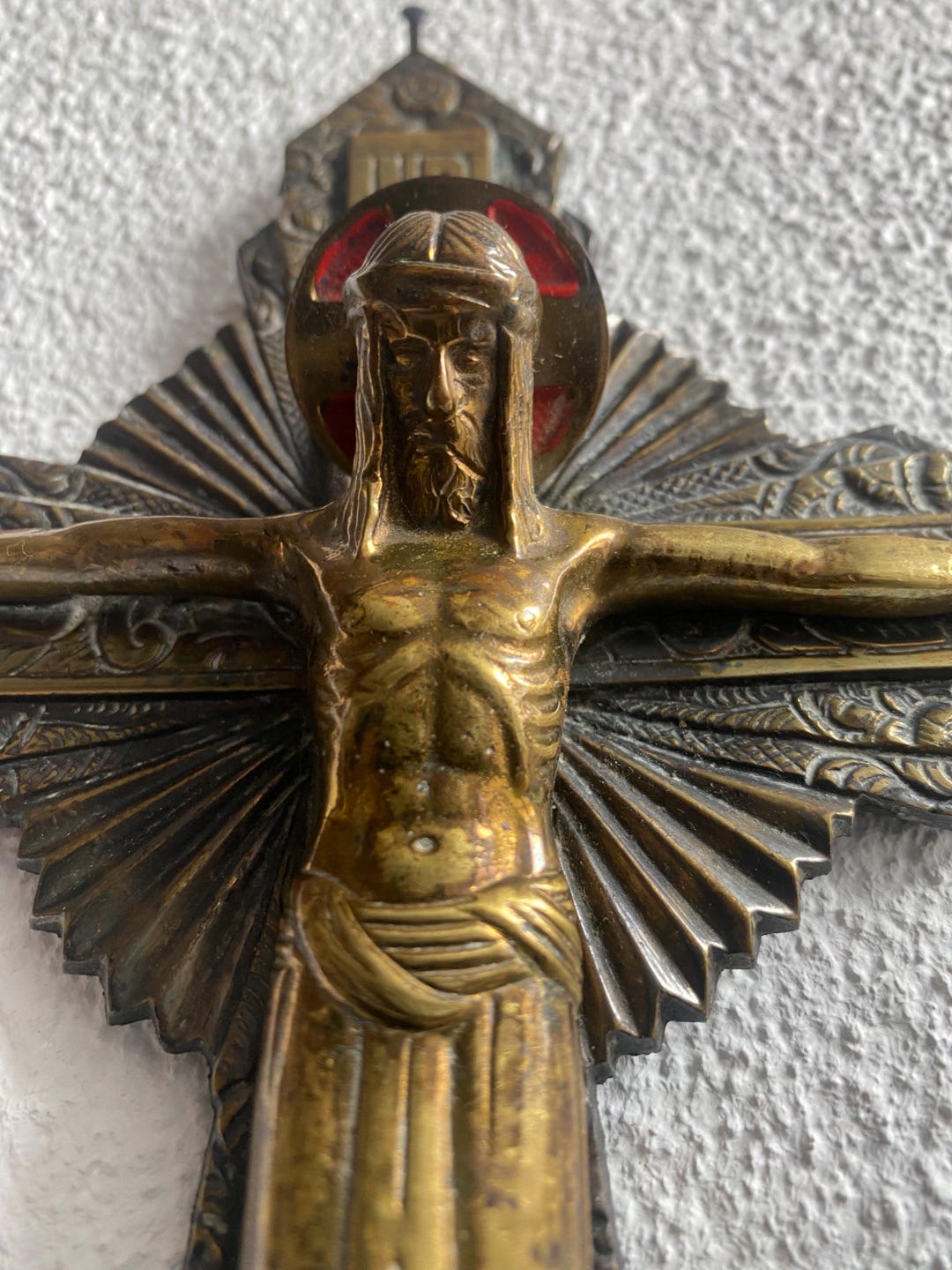 Beautiful French Antique Crucifix Jesus Inri, Bronze Gilded Corpus ...