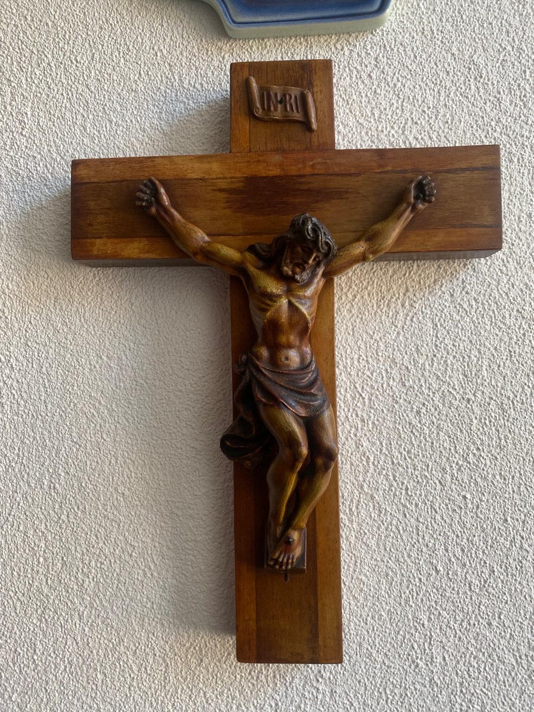 Beautiful Antique Crucifix With Jesus Inlaid. 35x25cm. Jesus is Made of ...