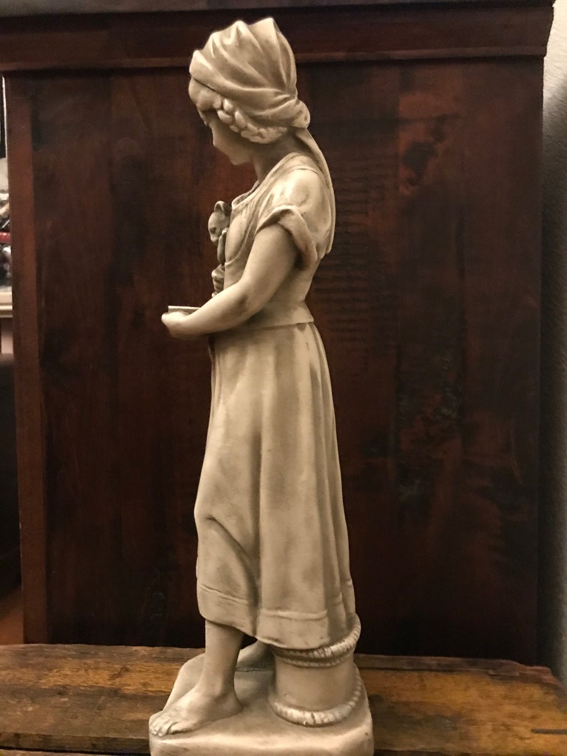 Girl With Cat (1905-1920), Antique Dutch Statue Sculpture, Famous ...