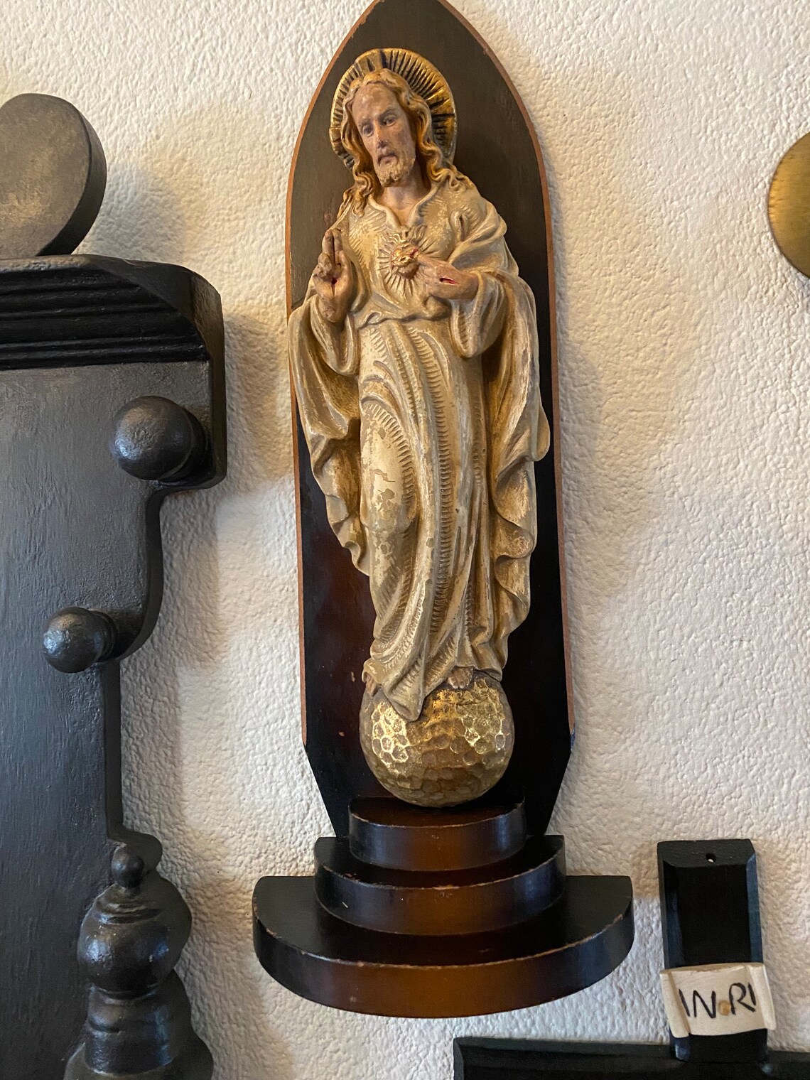 Beautiful Antique Statue of Jesus' Sacred Heart, With a Hand of Peace ...