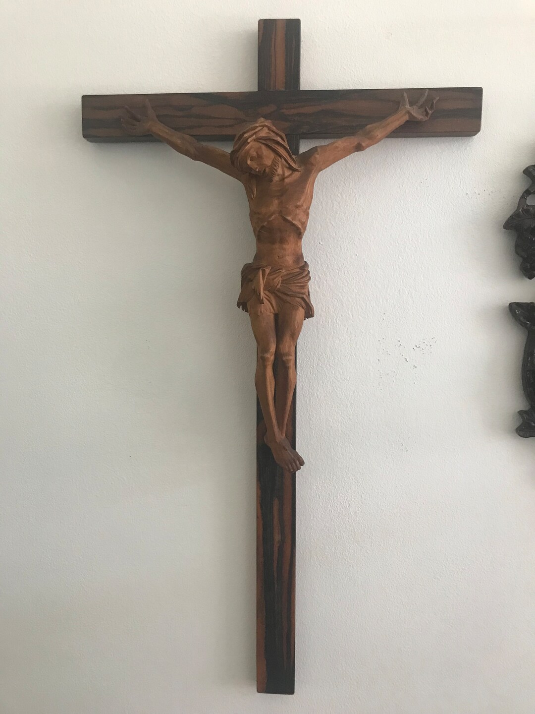 Large Wooden Crucifix With Carved Corpus, 73x42cm - Etsy