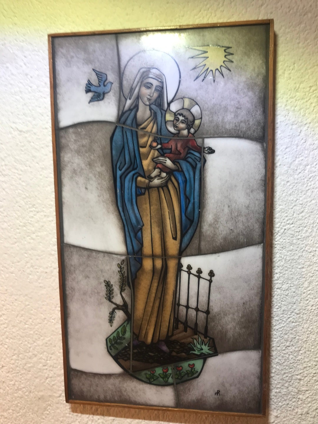 Beautiful Opaline Icon, Stained Glass, Van Paridon Brothers, Signed ...