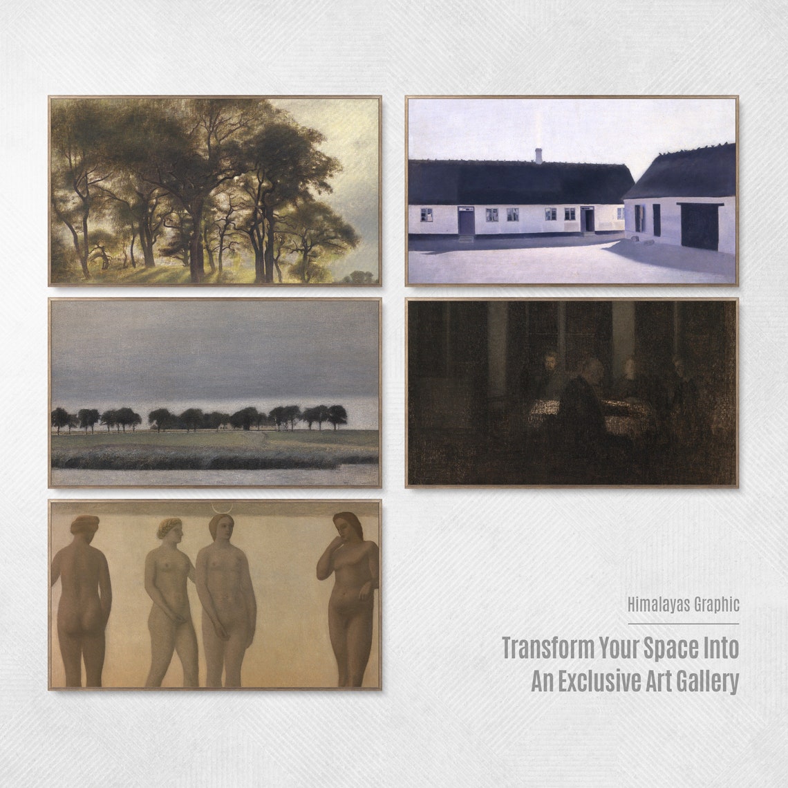 Set of 20 Samsung Frame TV 4K Art. Vilhelm Hammershøi Famous Paintings ...