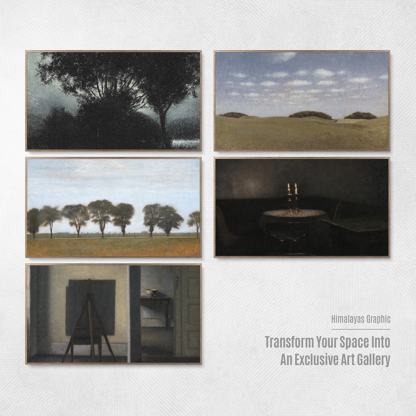Set of 20 Samsung Frame TV 4K Art. Vilhelm Hammershøi Famous Paintings ...