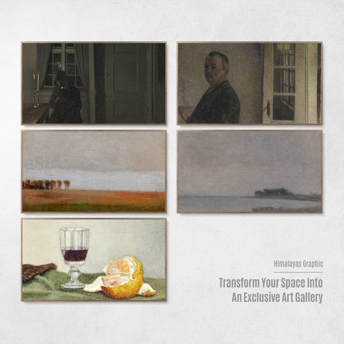 Set of 20 Samsung Frame TV 4K Art. Vilhelm Hammershøi Famous Paintings ...
