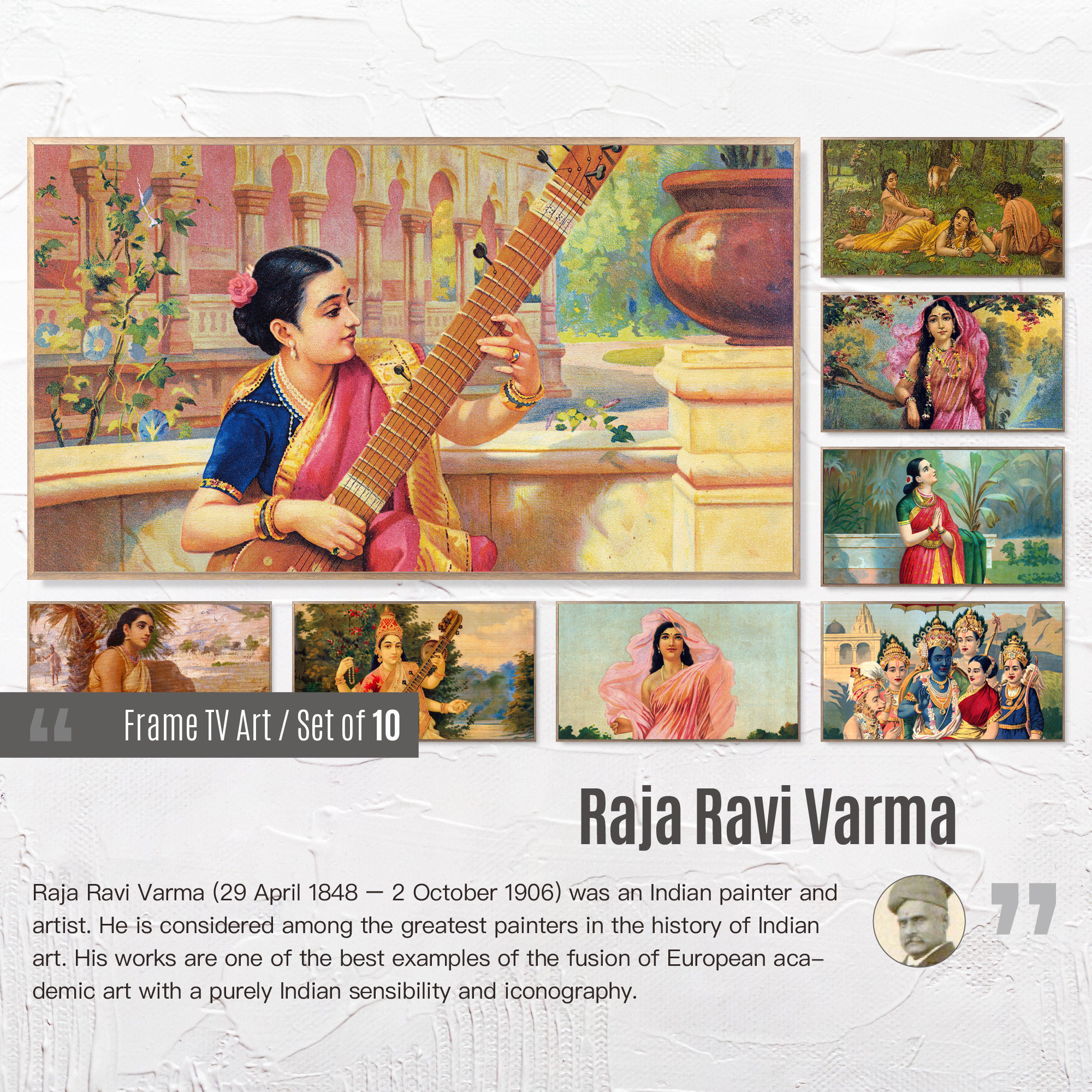 Set of 10 Samsung Frame TV 4K Art. Raja Ravi Varma Famous Paintings ...