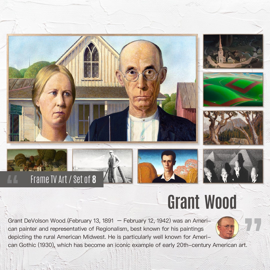 Set of 17 Samsung Frame TV 4K Art. Grant Wood Famous Paintings ...