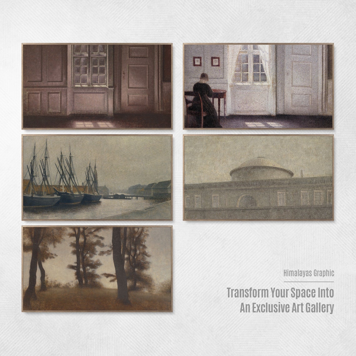 Set of 20 Samsung Frame TV 4K Art. Vilhelm Hammershøi Famous Paintings ...