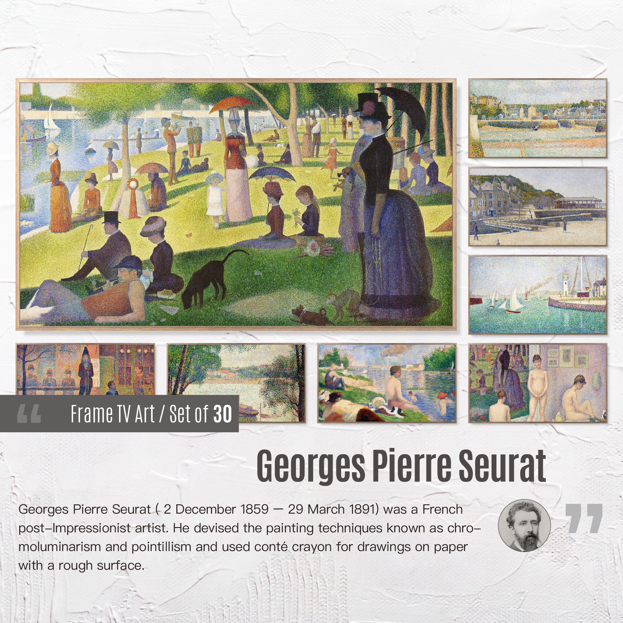 Set of 30 Samsung Frame TV 4K Art. Georges Seurat Famous Paintings ...