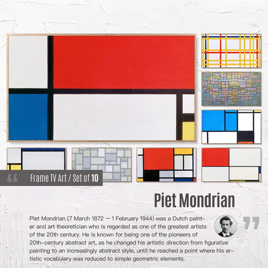 Set of 10 Samsung Frame TV 4K Art. Piet Mondrian Famous Paintings ...