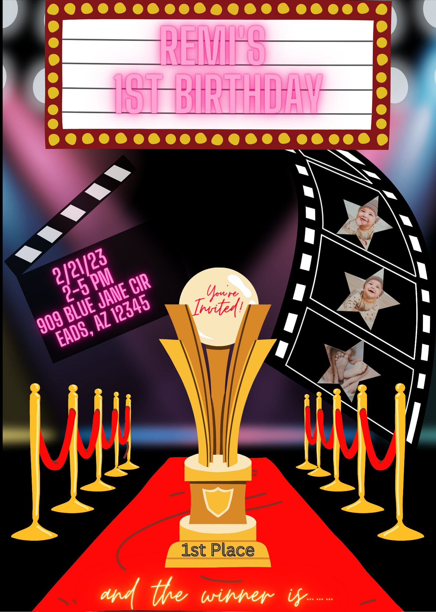 Customizable Hollywood Birthday Invitation Template - Etsy