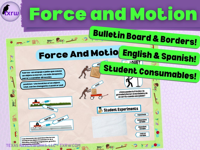 Force and Motion Bulletin Board, Borders and Lesson Resources - Etsy
