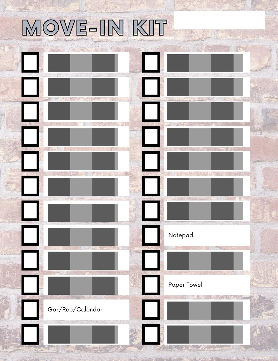 Move-in Kit Items Checklist - Etsy